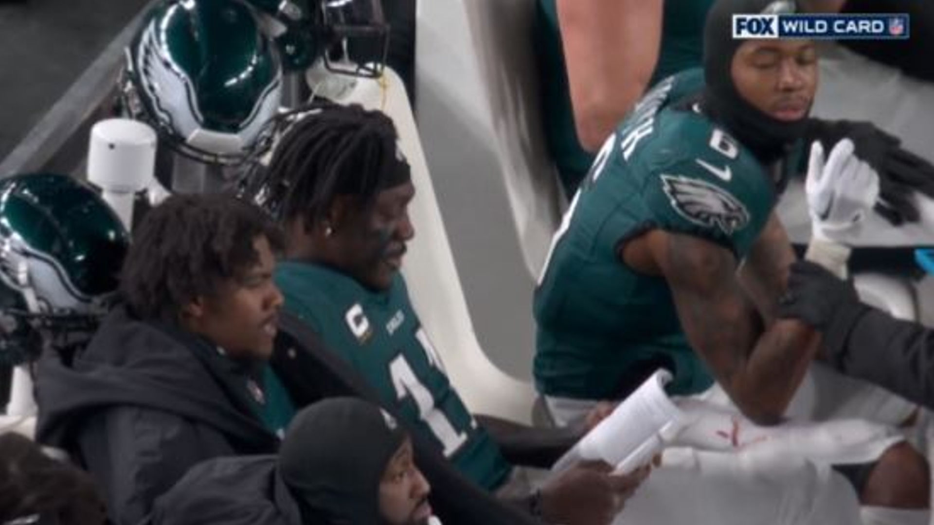 AJ Brown's unusual sideline behavior during Eagles' playoff victory ...